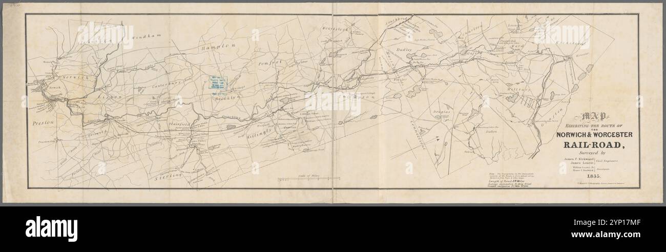 Map exhibiting the route of the Norwich & Worcester rail-road 1835 by ...