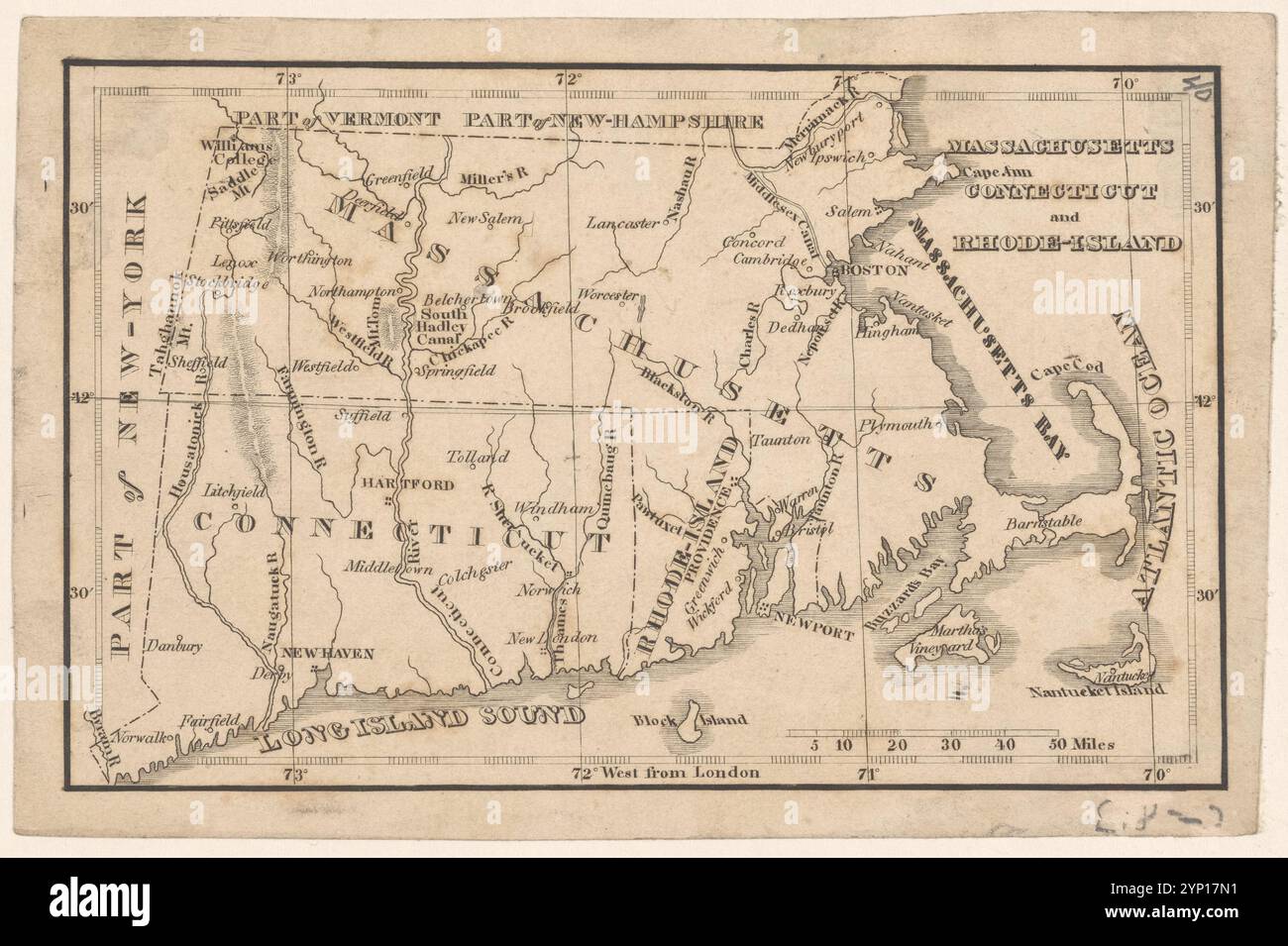 Massachusetts, Connecticut and Rhode-Island 1800 - 1860 Stock Photo - Alamy