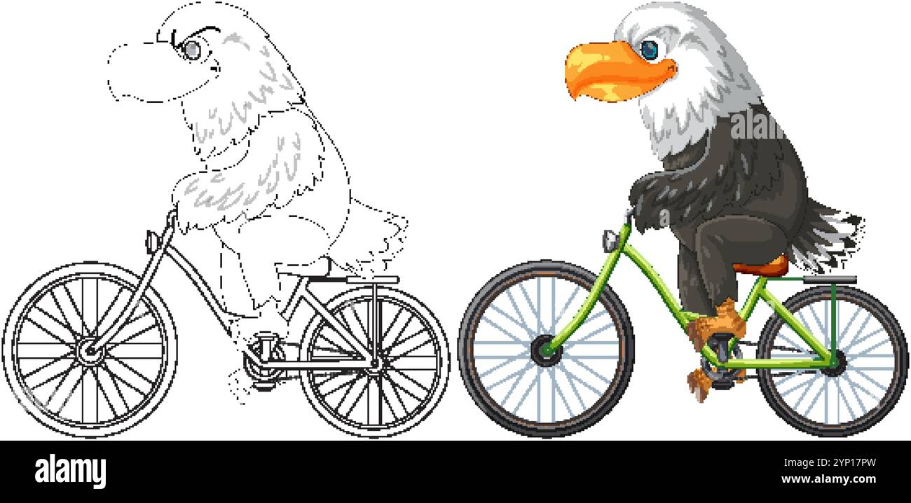 A cartoon eagle riding a green bicycle Stock Vector Image & Art - Alamy