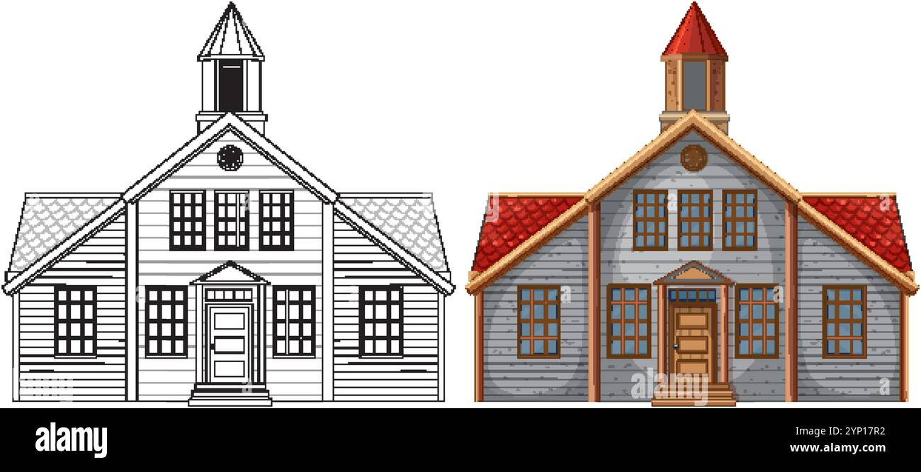 Detailed vector illustration of a classic house Stock Vector Image ...