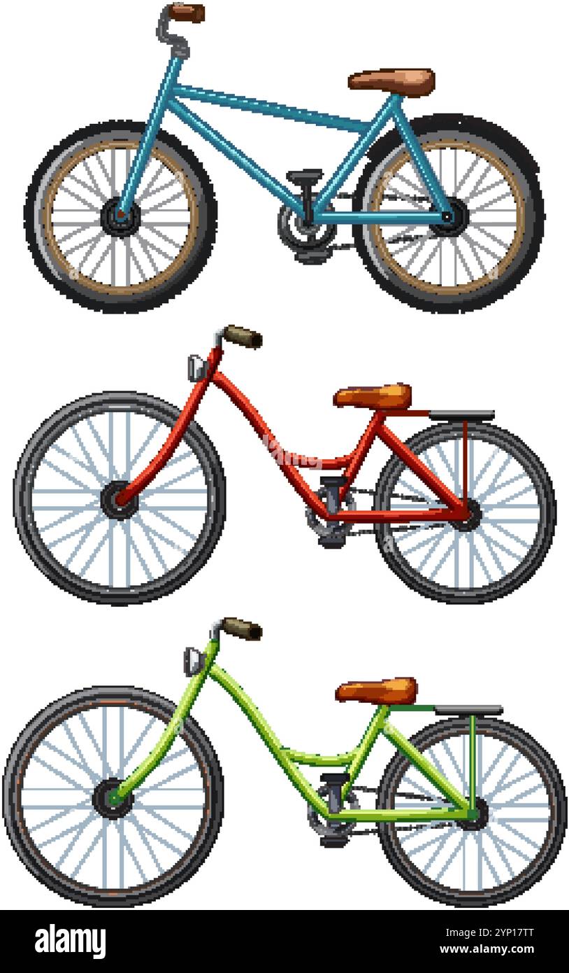 Three bicycles in blue, red, and green Stock Vector Image & Art - Alamy