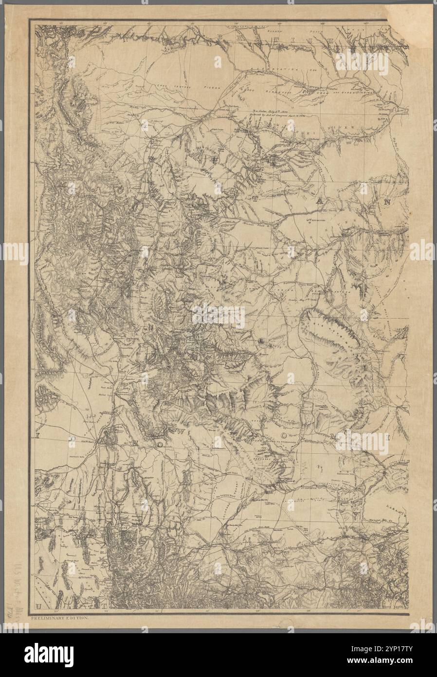 Map of parts of Montana, Idaho and Wyoming: [western sheet of an incomplete map] 1874 Stock ...