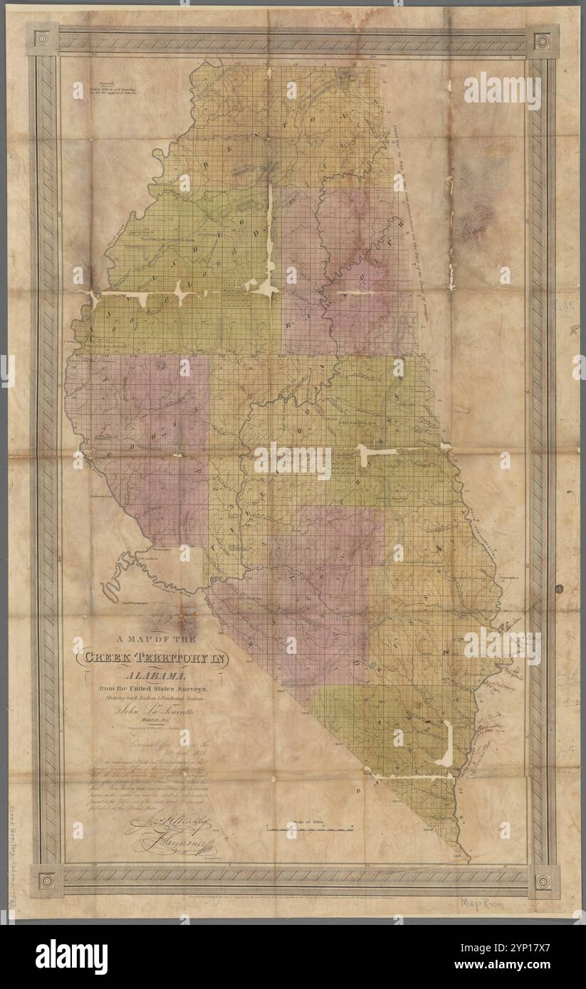 A map of the Creek territory in Alabama from the United States surveys ...