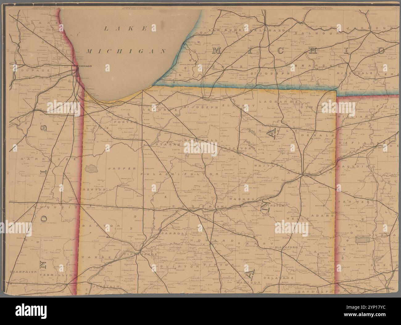 Post route map of the states of Ohio and Indiana : with adjacent parts ...