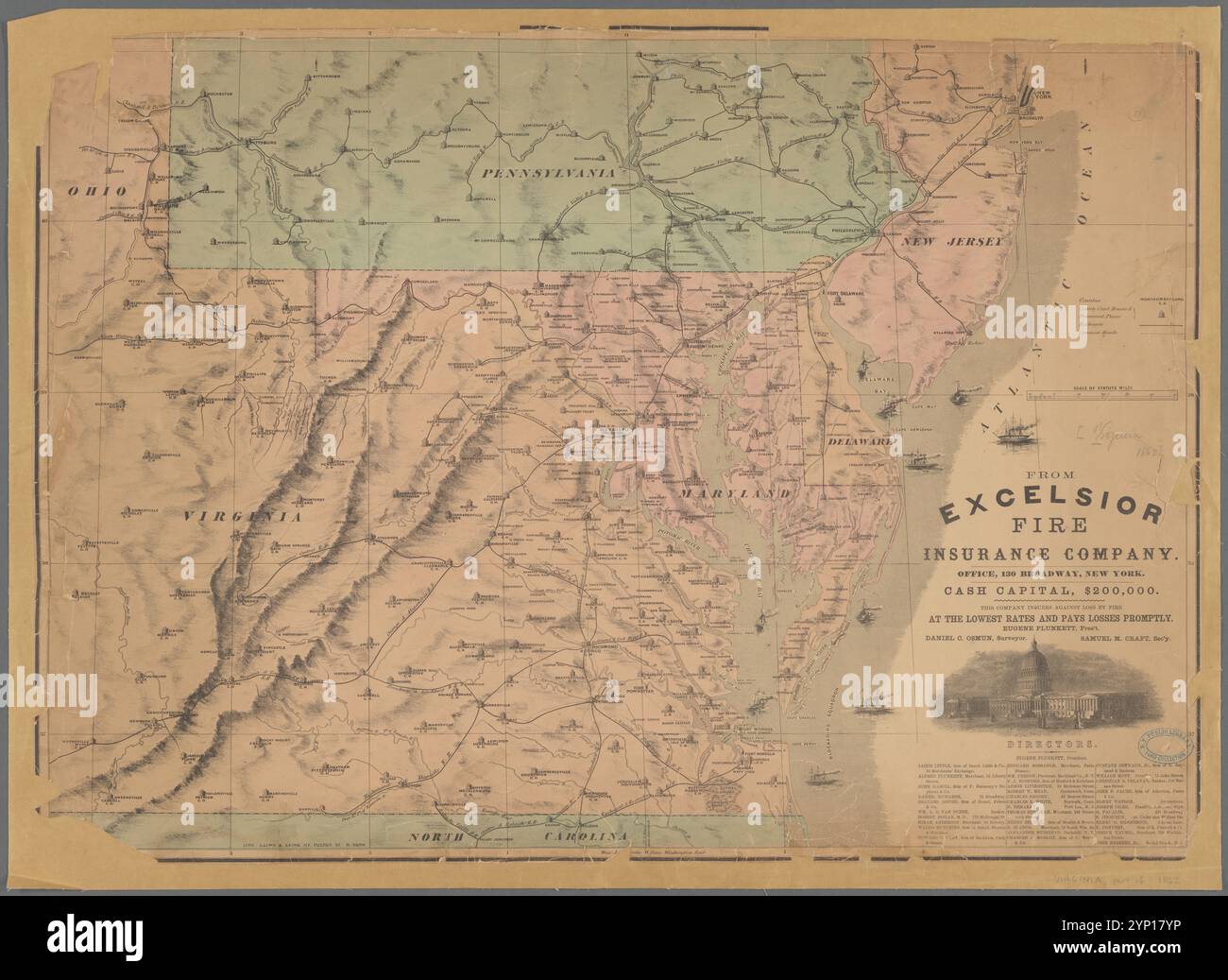 Map of Virginia, Maryland, Delaware and parts of Pennsylvania, New ...