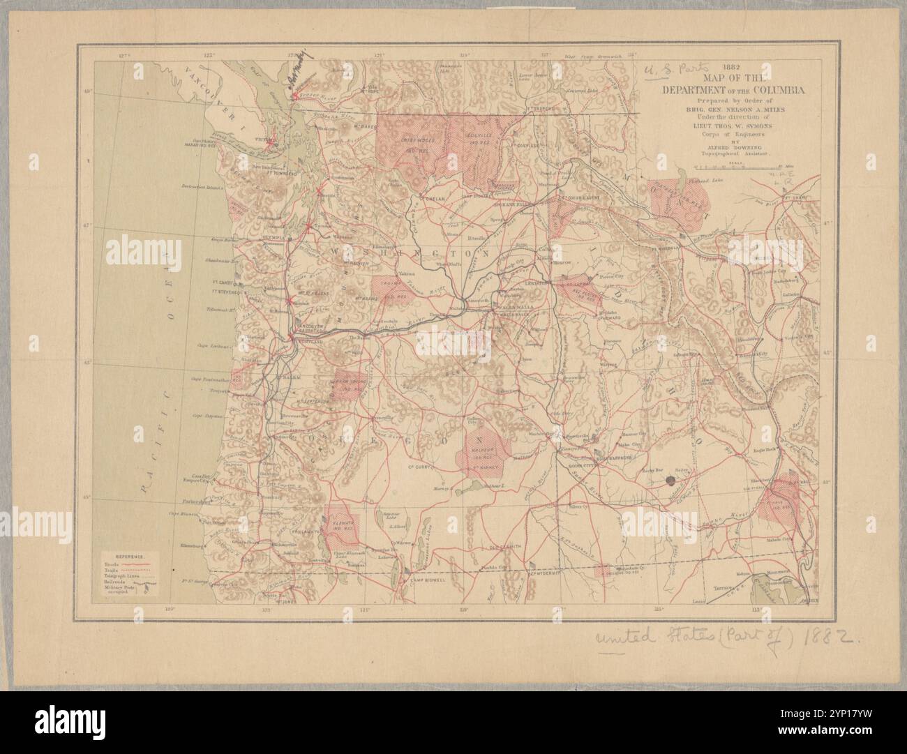 Map of the Department of the Columbia 1882 by Downing, Alfred Stock ...