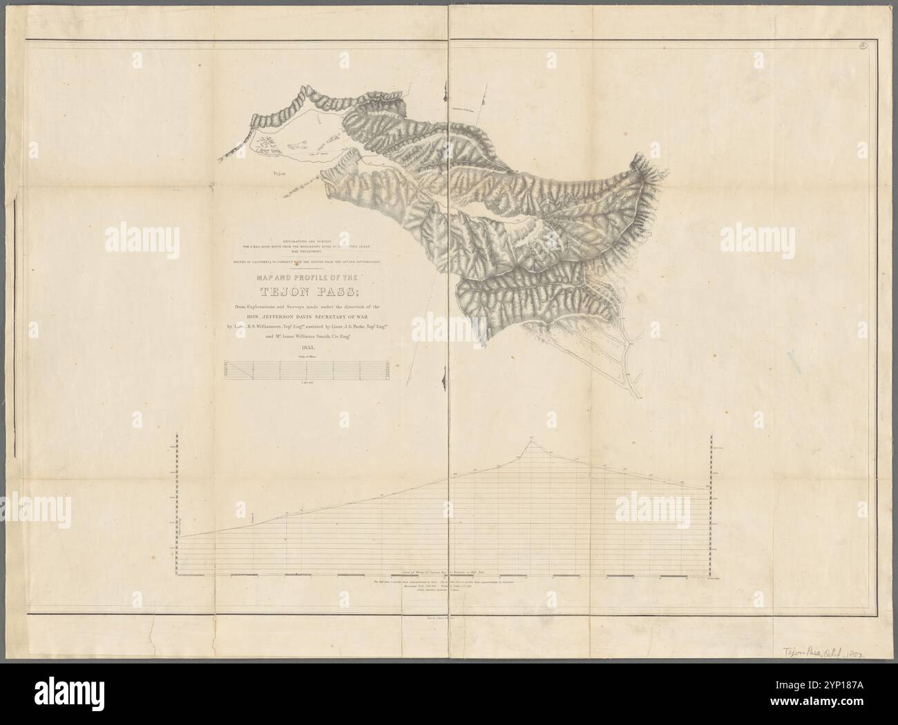Map and profile of the Tejon Pass 1853 by Williamson, R. S. (Robert ...