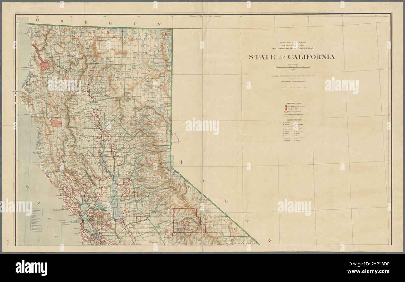 California map 1908 hi-res stock photography and images - Alamy