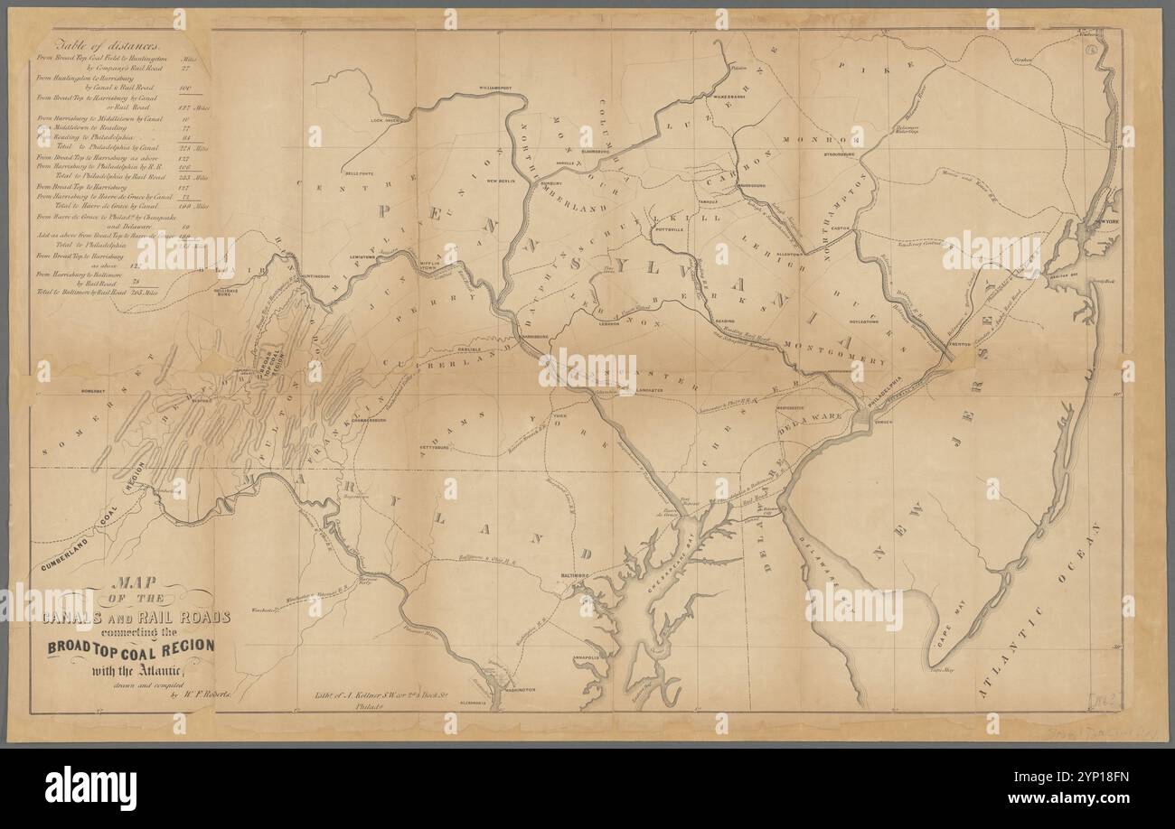 Map of the canals and rail roads connecting the Broad Top Coal Region ...