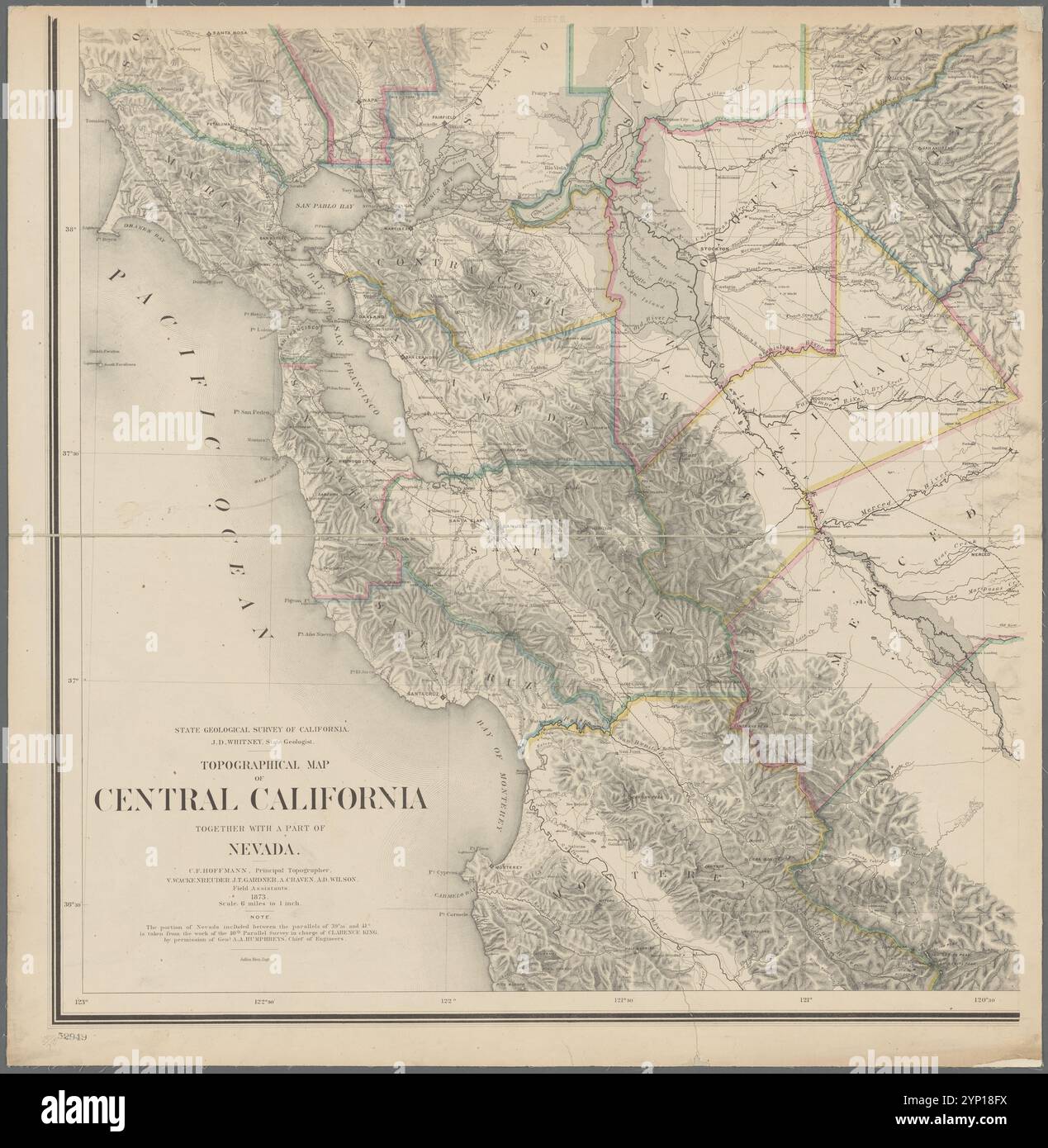 Topographical map of central California, together with a part of Nevada ...
