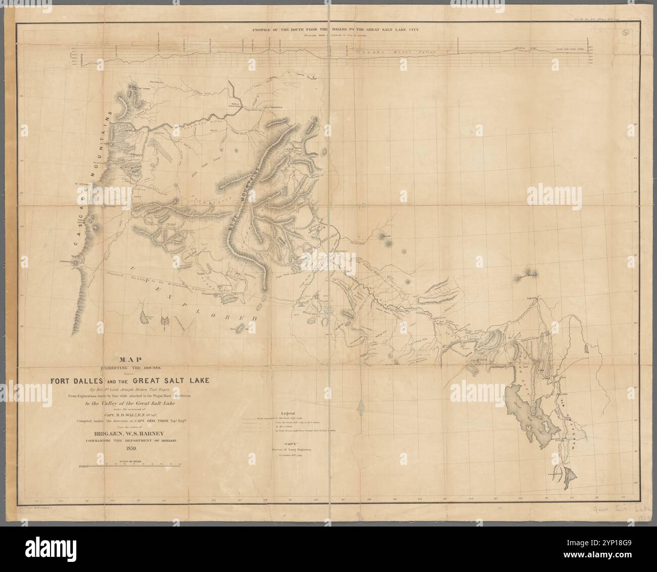 Map exhibiting the routes between Fort Dalles and the Great Salt Lake ...
