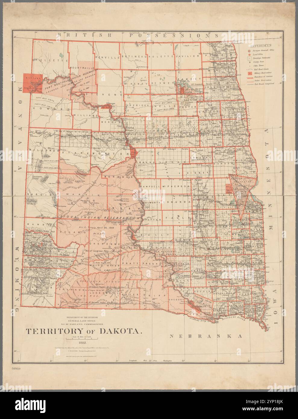 Territory of Dakota 1882 by United States. General Land Office Stock ...