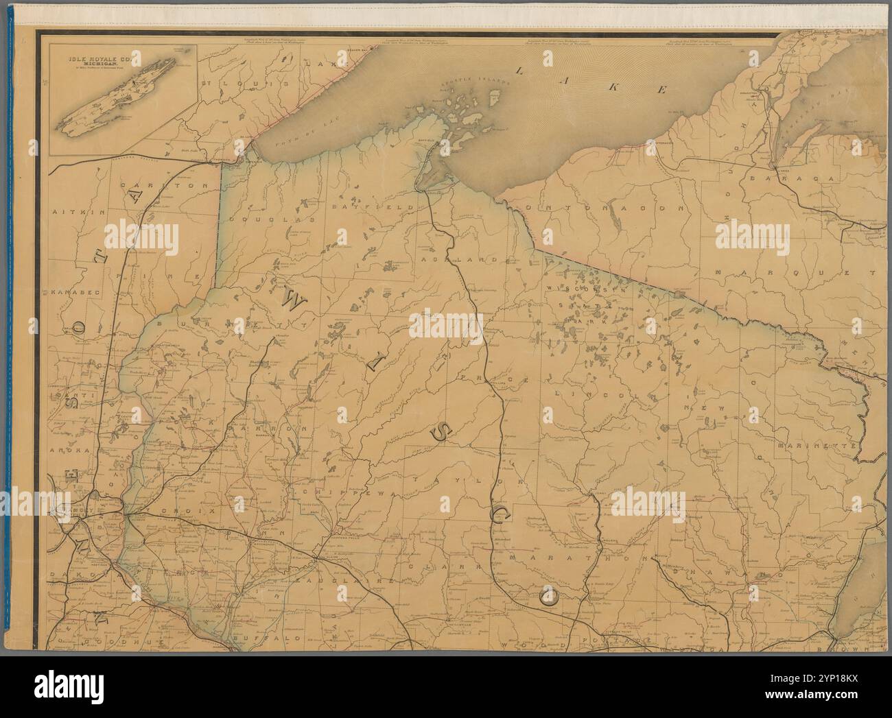 Post route map of the states of Michigan and Wisconsin : with adjacent ...