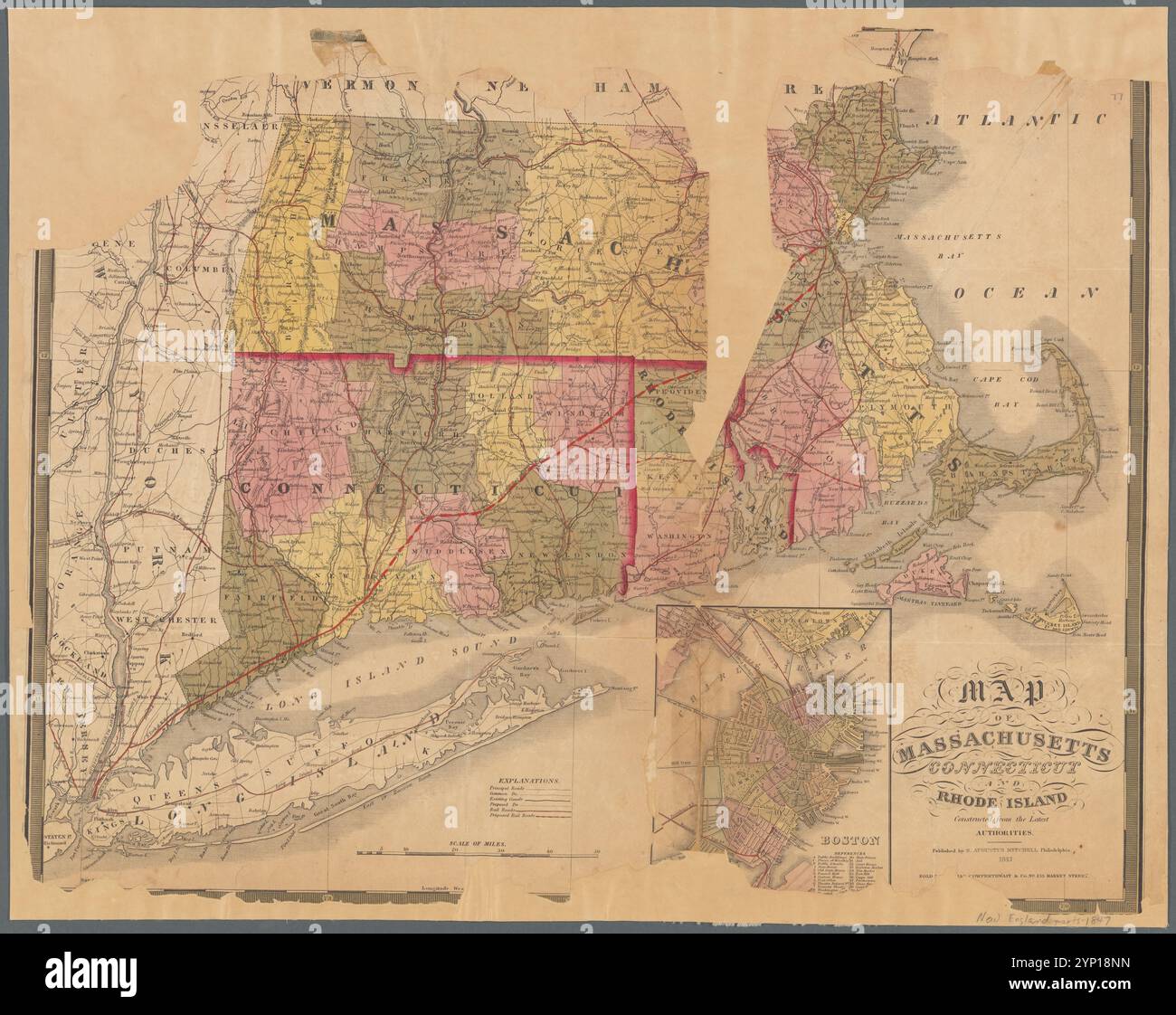 Map of Massachusetts, Connecticut and Rhode Island: constructed from ...