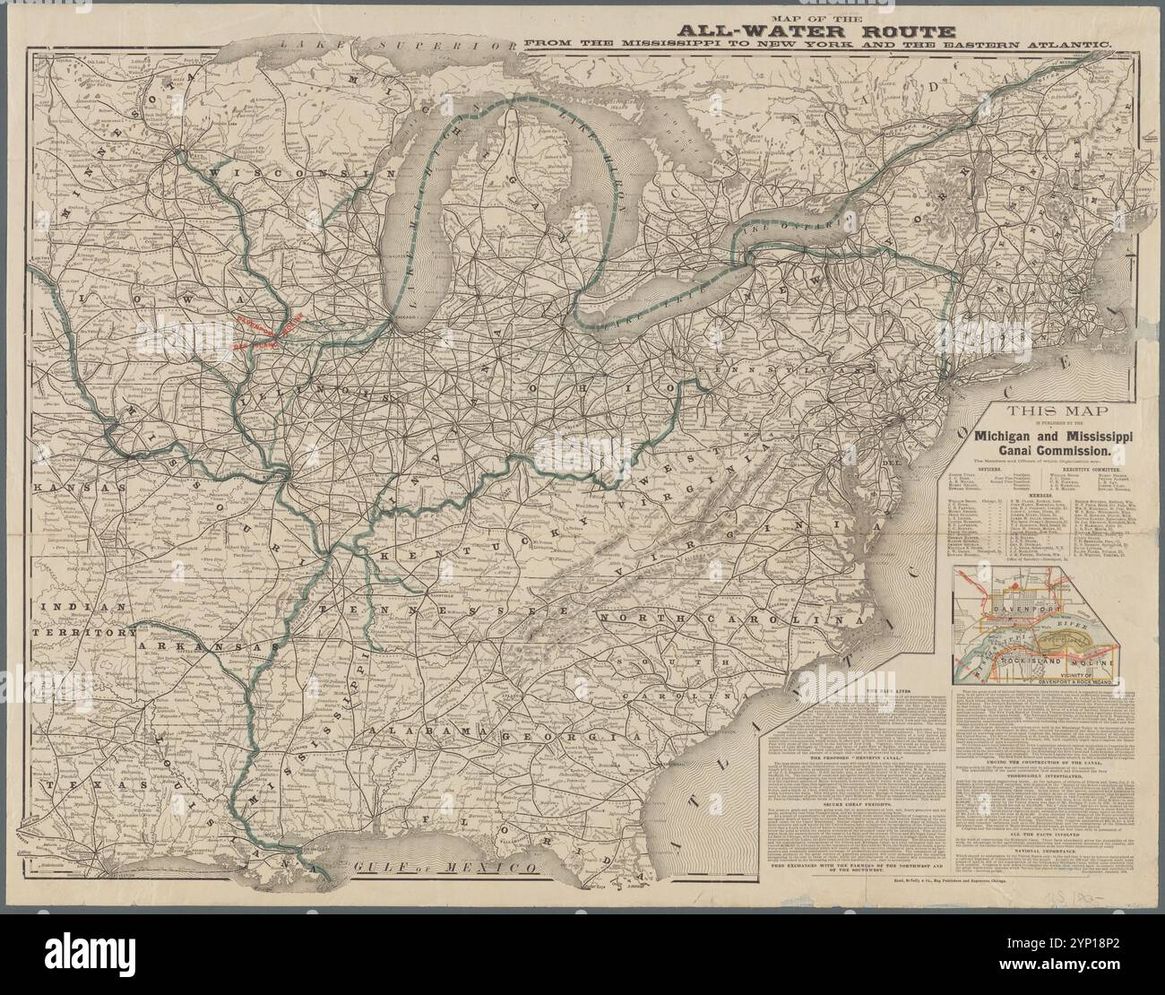 Map of the all-water route from the Mississippi to New York and the ...