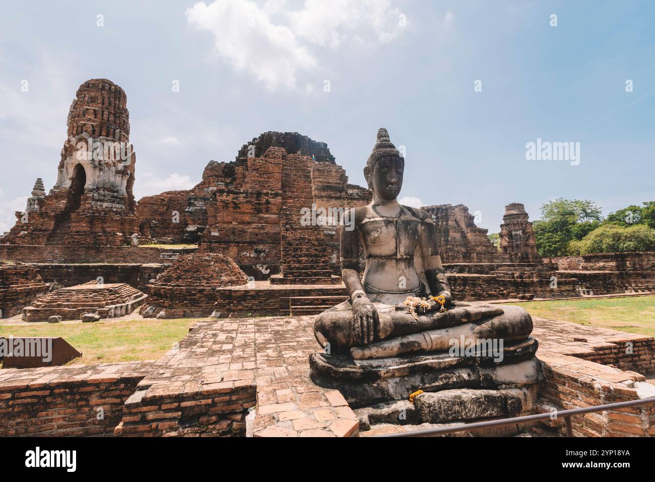 Buddha statue in Wat Mahathat temple, Ayutthaya, Thailand. Ayutthaya is ...
