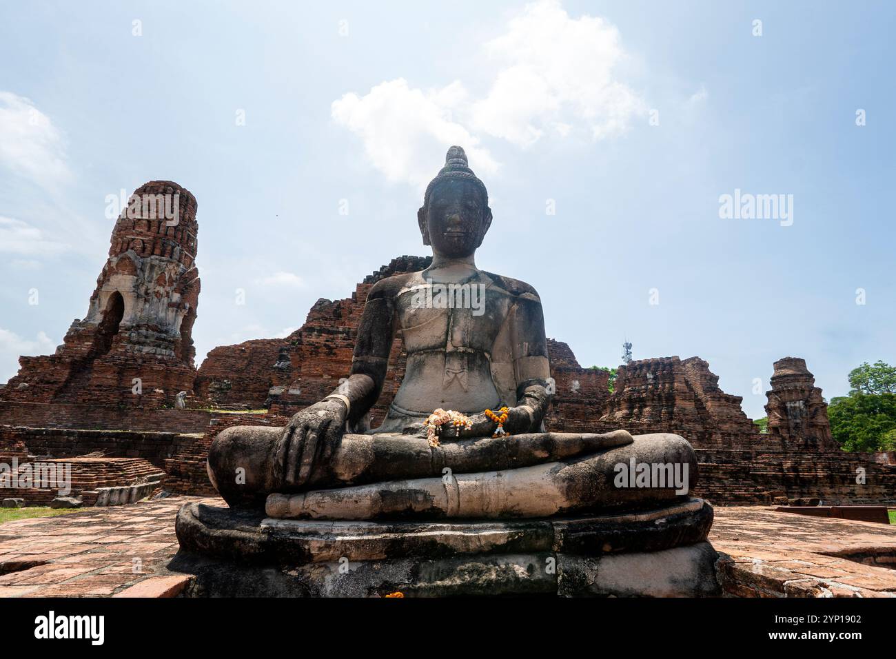 Buddha statue in temple complex at Wat Mahathat in Ayutthaya. Ayutthaya ...