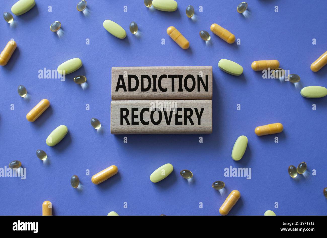 Addiction Recovery symbol. Concept words Addiction Recovery on wooden ...