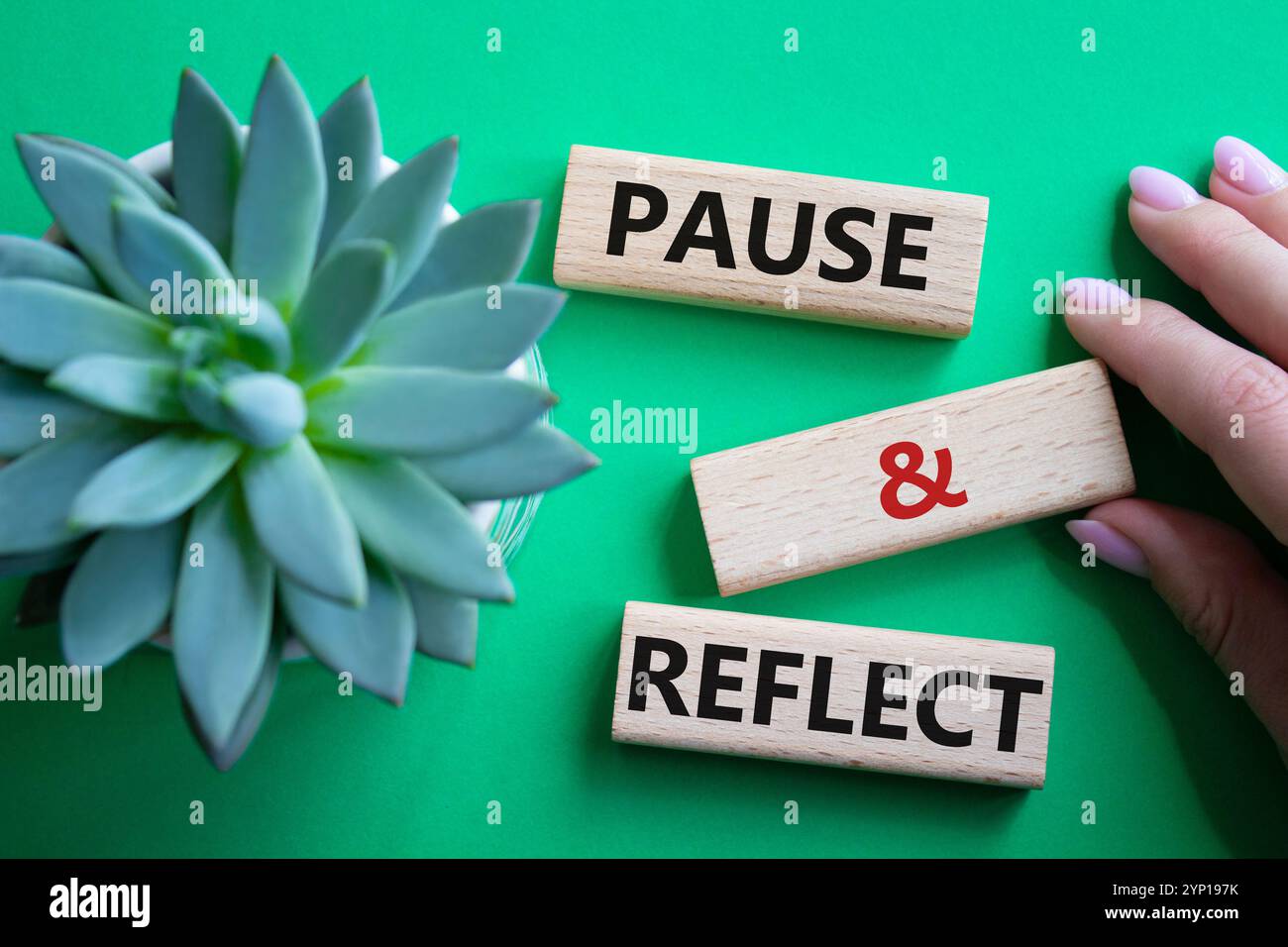 Pause and Reflect symbol. Concept words Pause and Reflect on wooden ...