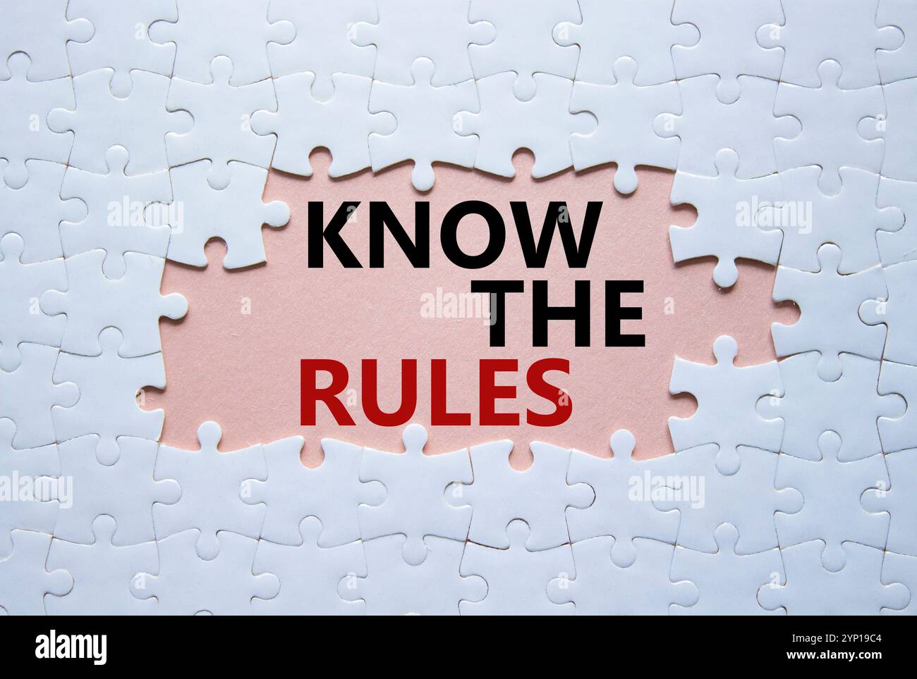 Know the rules symbol. Concept words Know the rules on white puzzle ...
