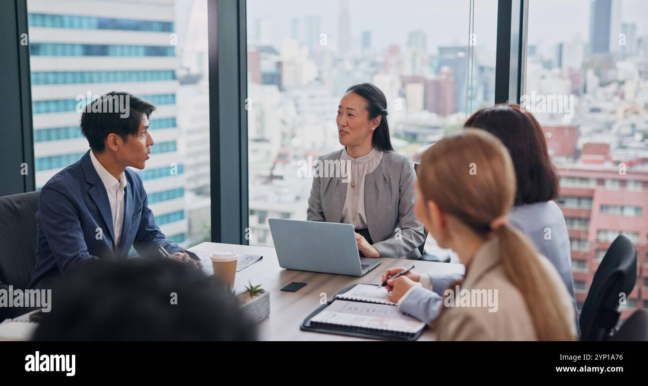 Business, people and smile office for teamwork, collaboration and ...