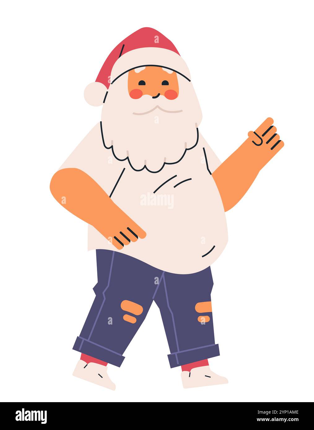Santa Claus casual style modern design wearing a red hat white shirt ...