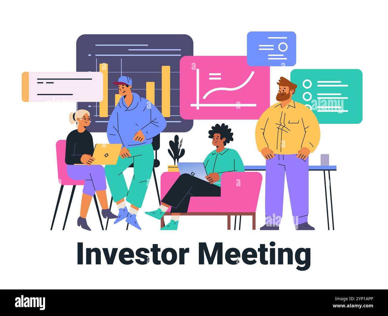 Investor Meeting Business Team Collaboration Concept Diverse Group Discussing Charts And Data