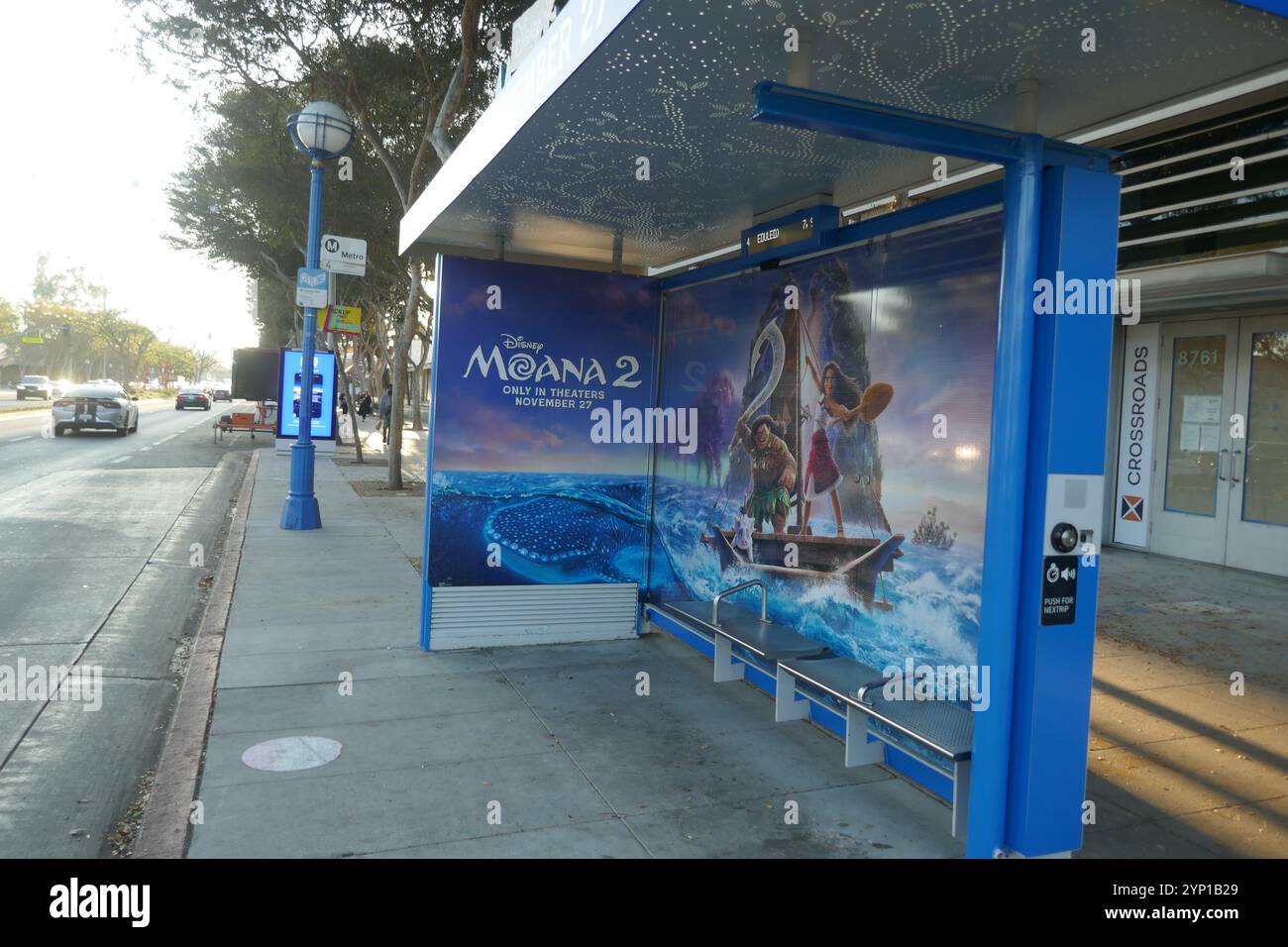 Los Angeles, California, USA 27th November 2024 Disney Moana 2 Bus Stop ...