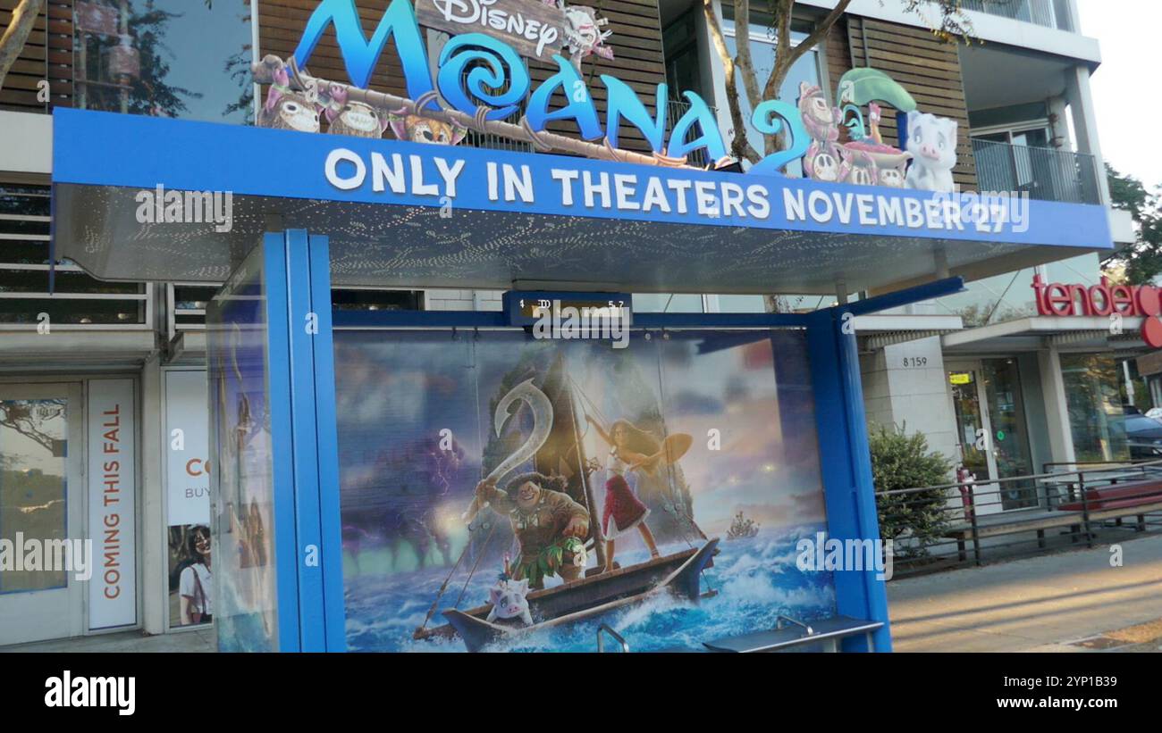 Los Angeles, California, USA 27th November 2024 Disney Moana 2 Bus Stop ...