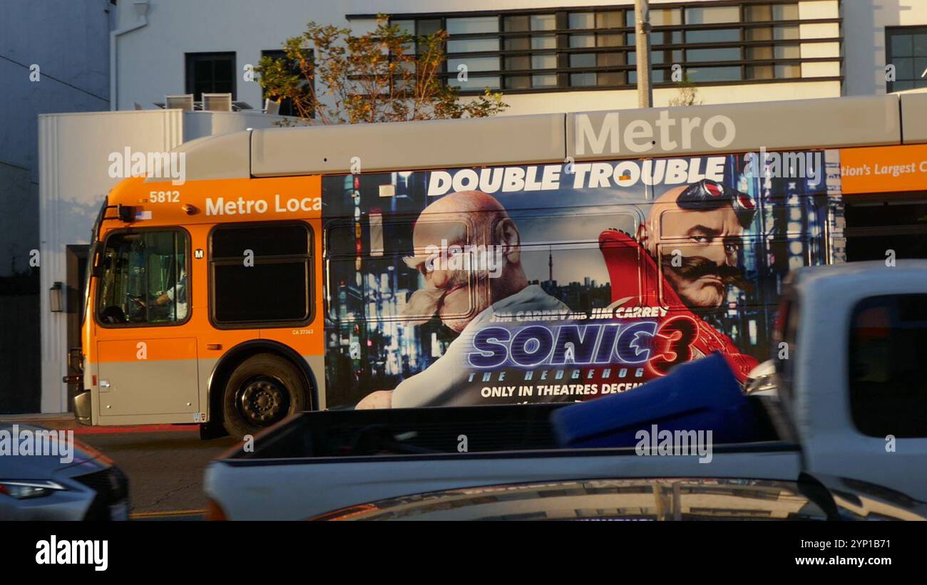 Los Angeles, California, USA 27th November 2024 Sonic 3 Bus with Jim ...