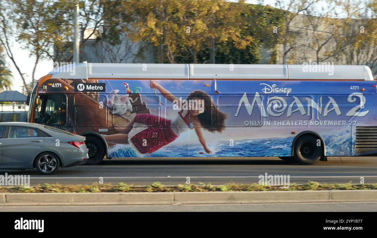 Los Angeles, California, USA 27th November 2024 Disney Moana 2 Bus on ...