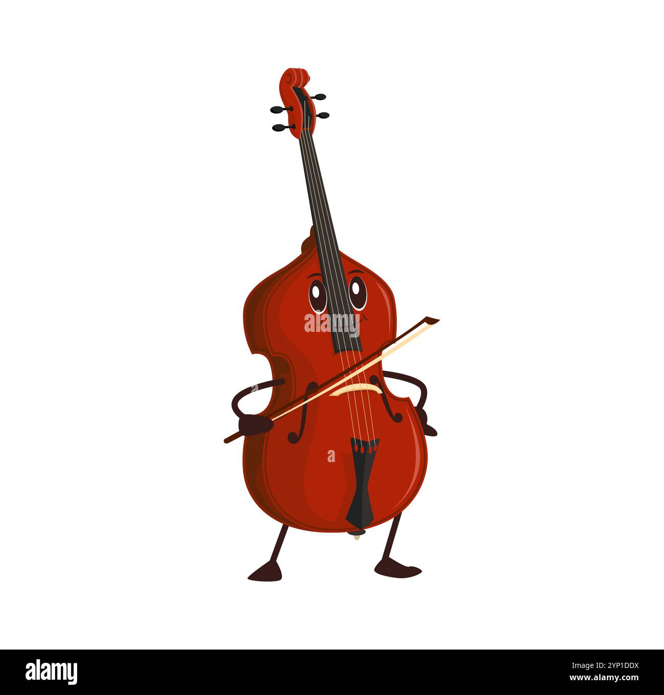 Cartoon funny contrabass, double bass character with expressive face ...