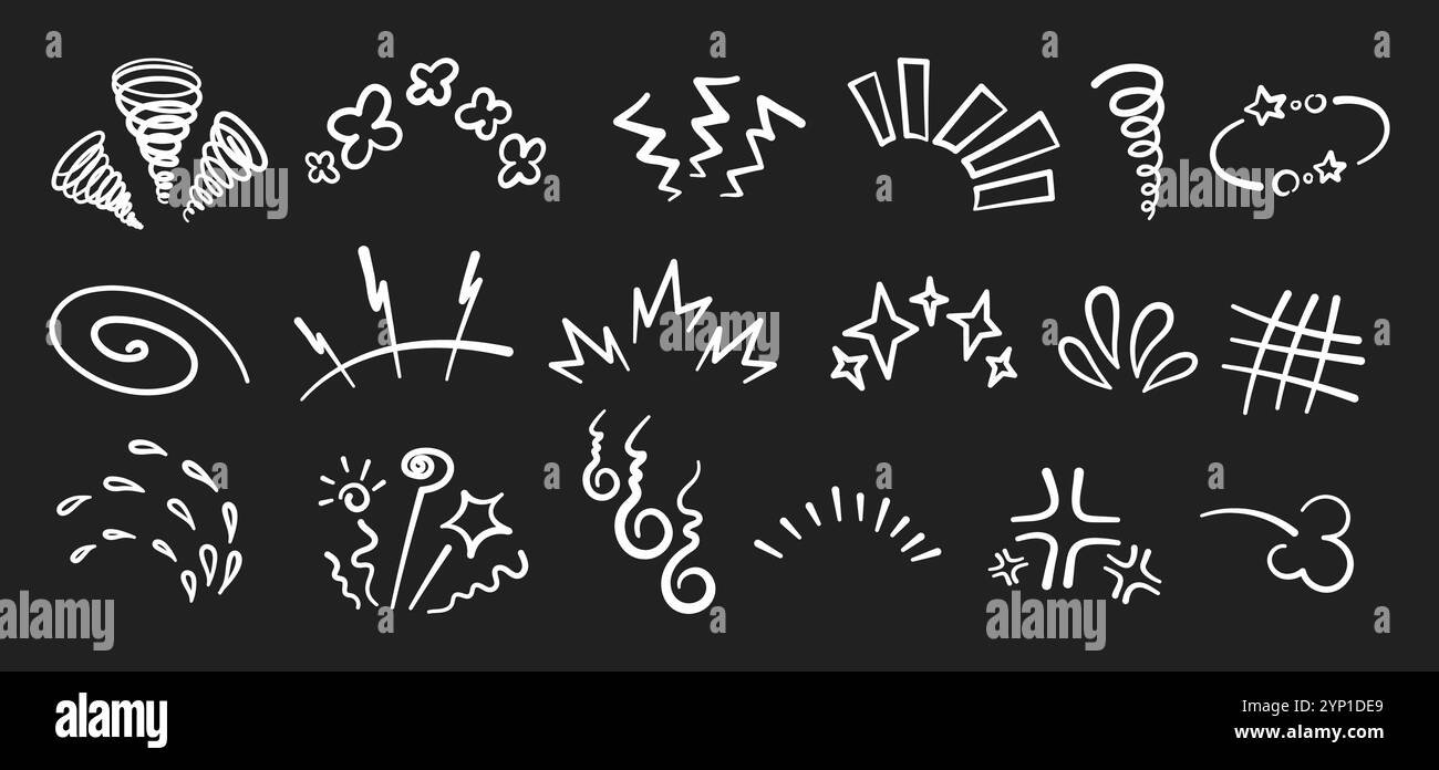 Manga or anime comic emoticon element graphic effects hand drawn doodle ...