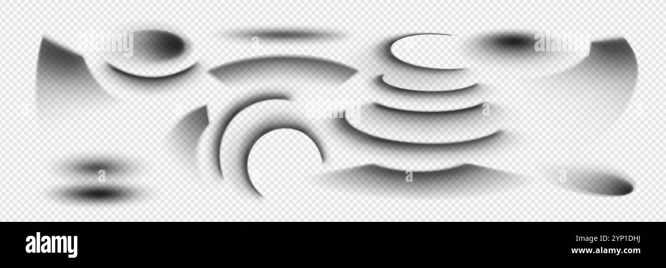 Realistic set of curved shadow elements of various geometric shapes and ...