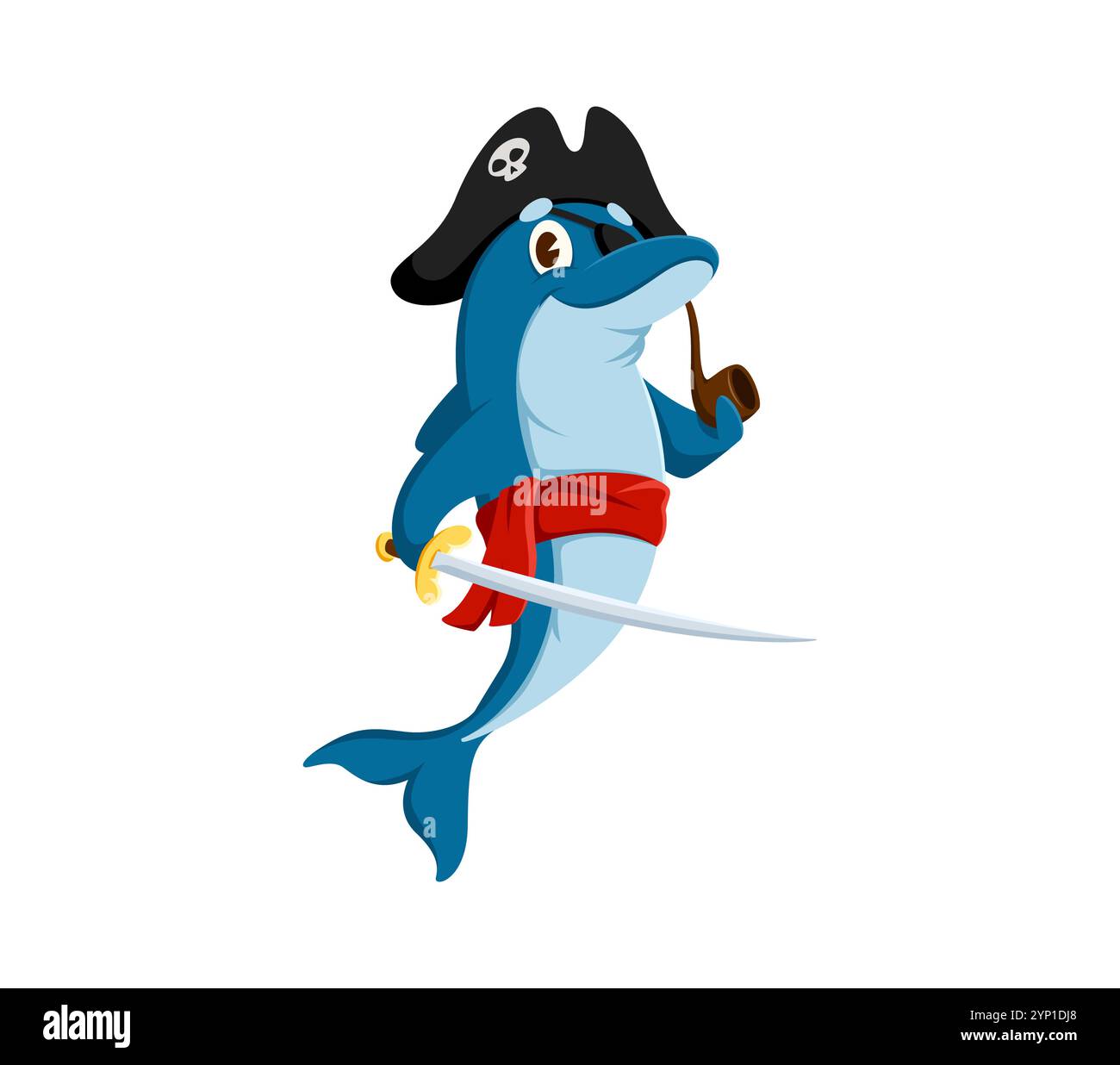 Cartoon dolphin pirate corsair animal character. Vector underwater ...