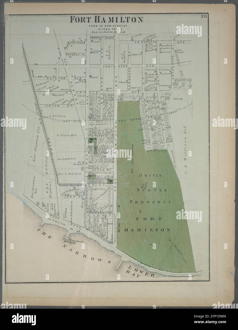Fort Hamilton. Town of New Utrecht, Kings Co. L.I. 1873 by Beers, F. W ...