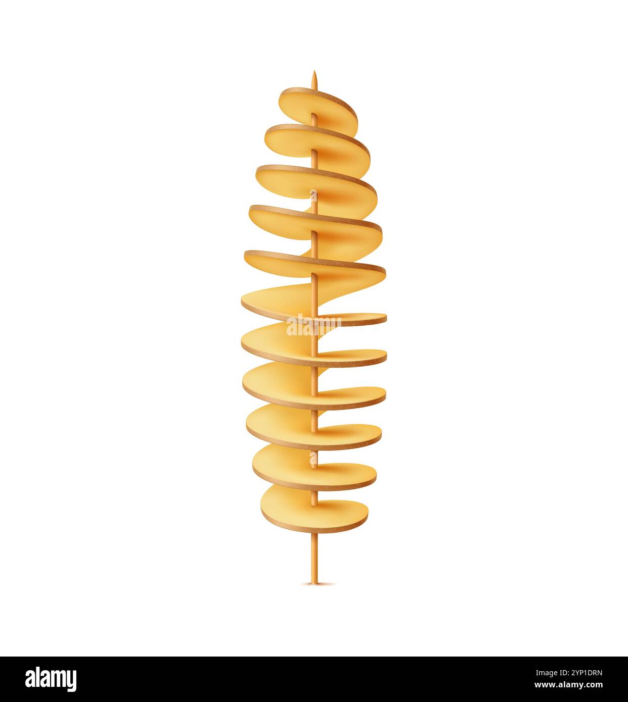Realistic 3d raw and fried potato tornado vegetable snack. Isolated ...