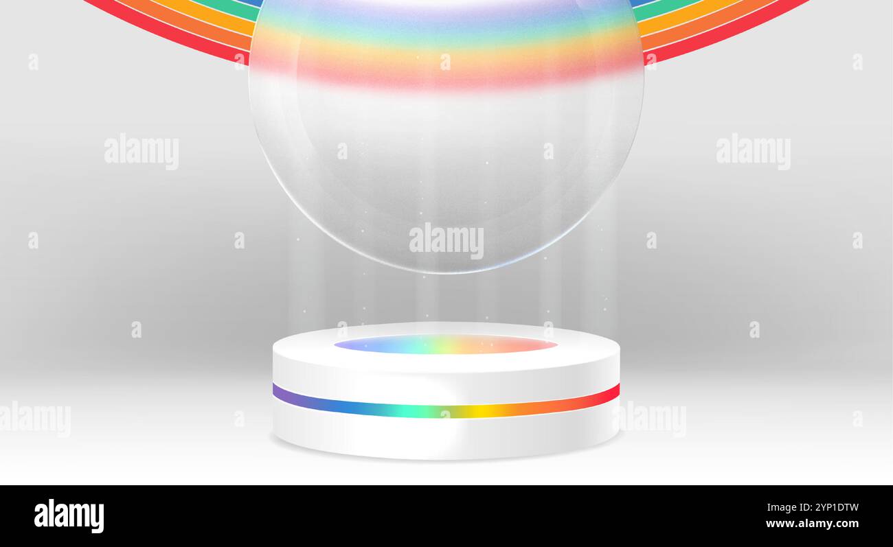 3d pride podium with rainbow. Lgbtq platform with glass for product ...