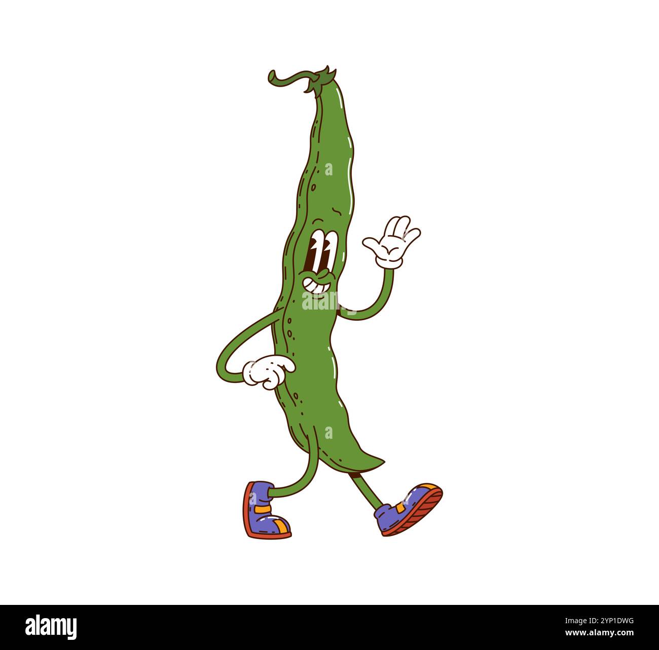 Cartoon groovy bean pod vegetable character. Isolated vector cheerful ...