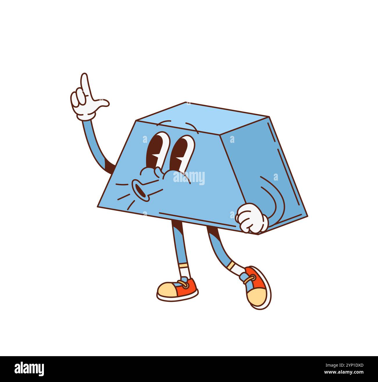 Groovy math trapezoid geometric figure character in retro cartoon ...