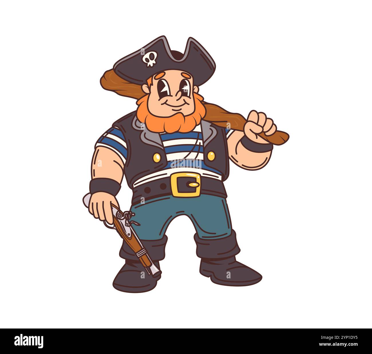 Cartoon pirate, corsair captain cute character. Corsair bandit crew skipper isolated vector ...