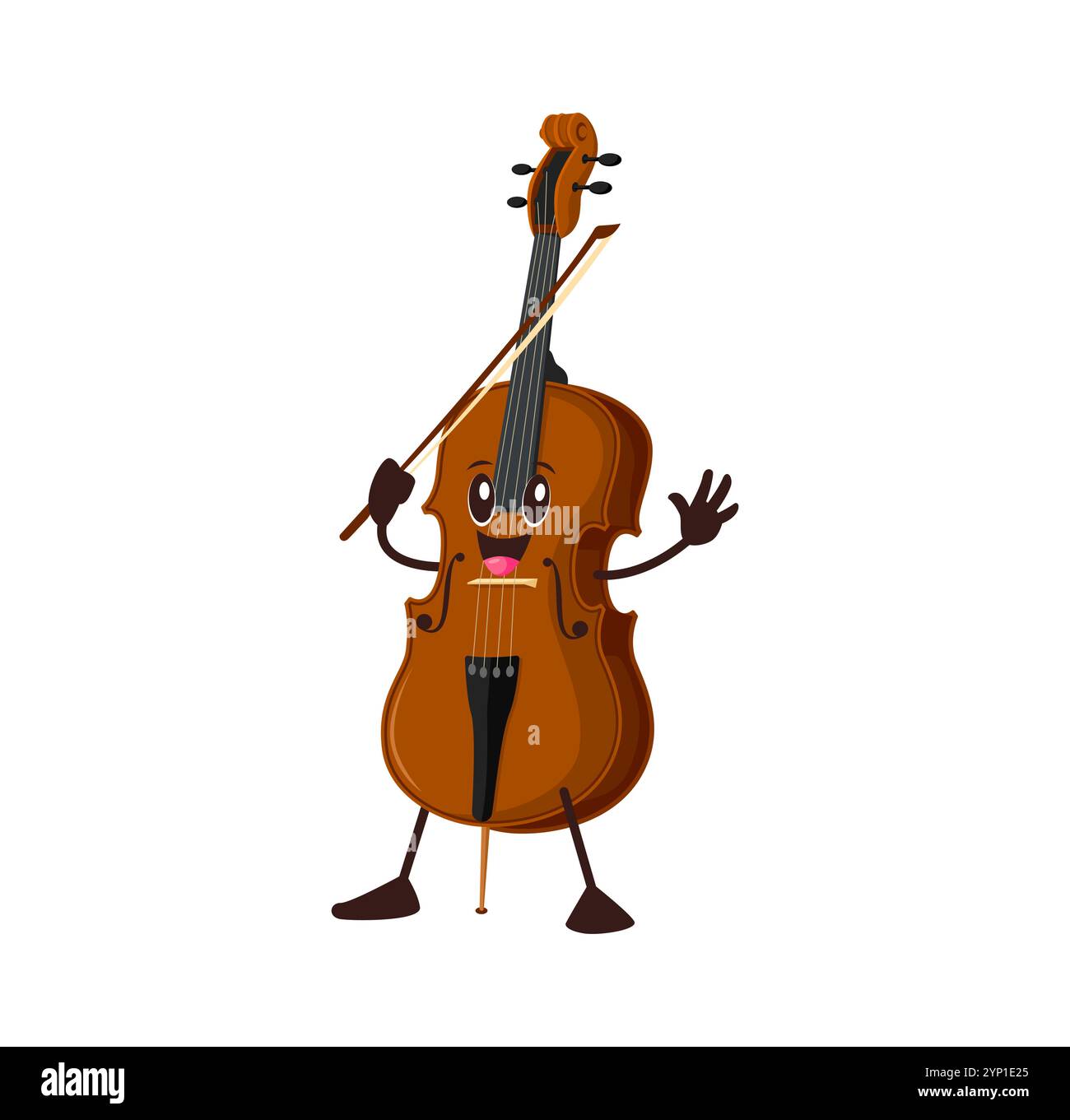 Cartoon funny contrabass, double bass musical instrument character ...