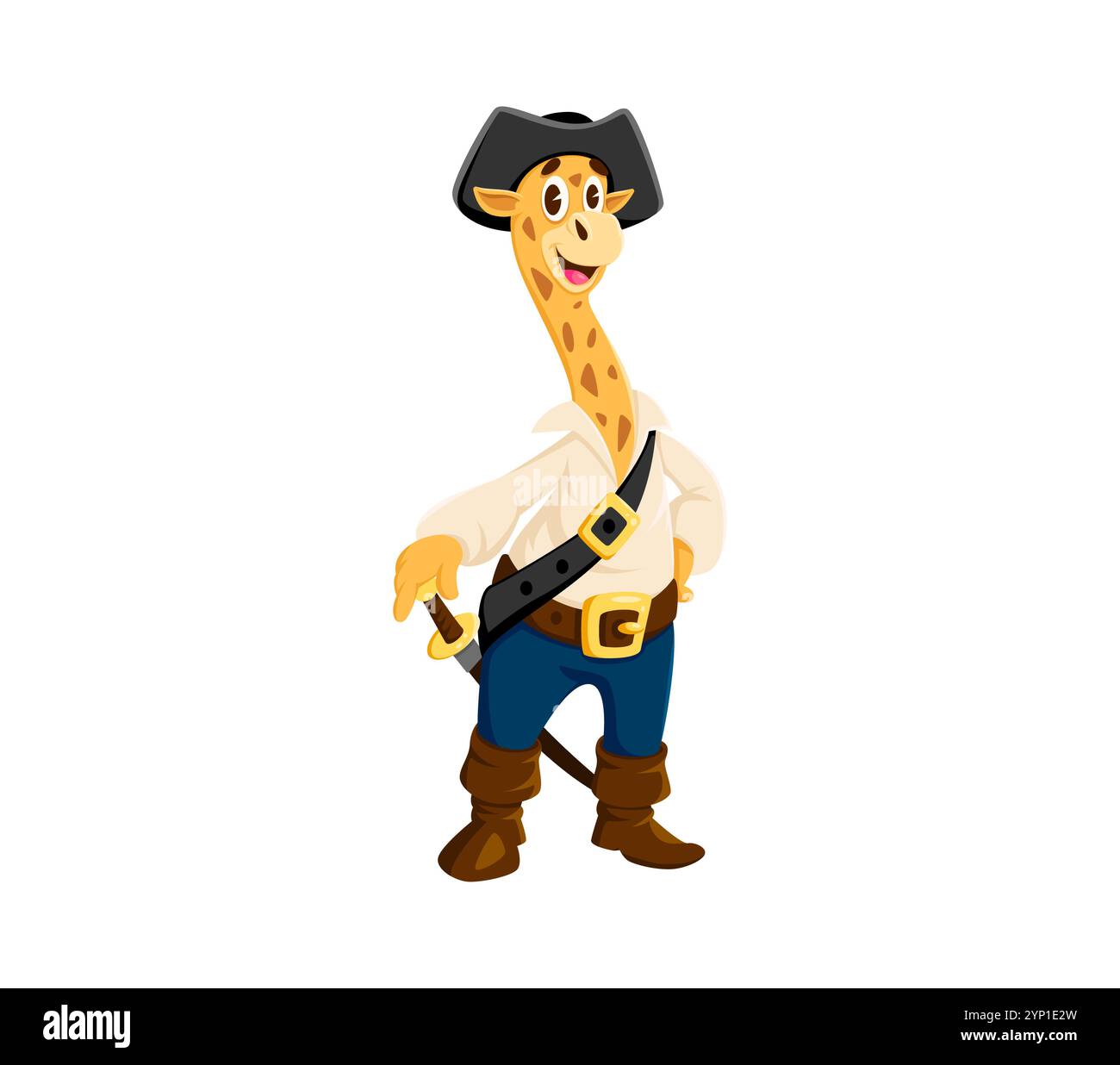 Cartoon giraffe animal pirate and corsair character. Isolated vector ...