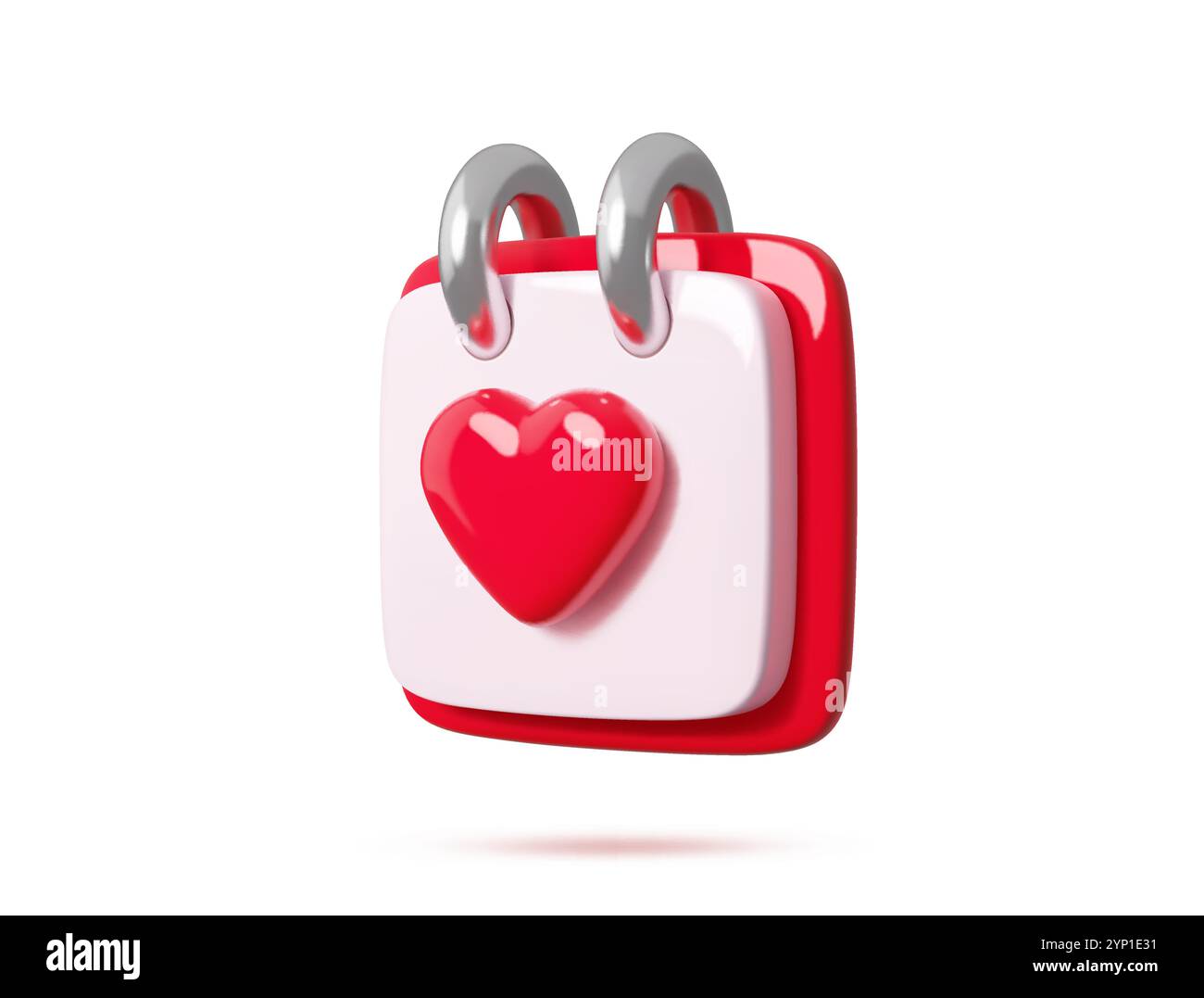 3D Valentine calendar icon for love holiday with heart jewel crystal ...