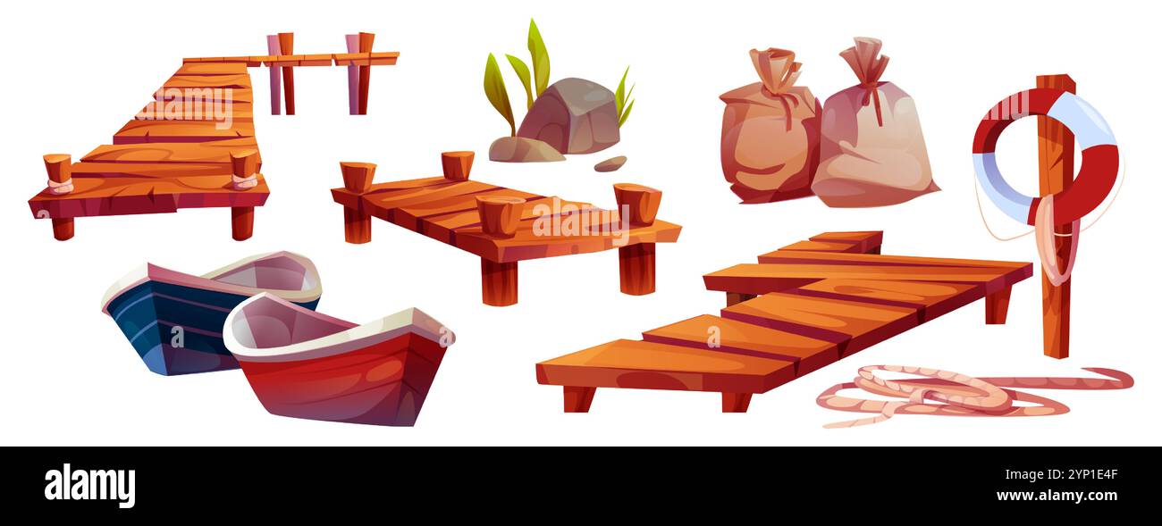 Boats on beach jetty Cut Out Stock Images & Pictures - Alamy