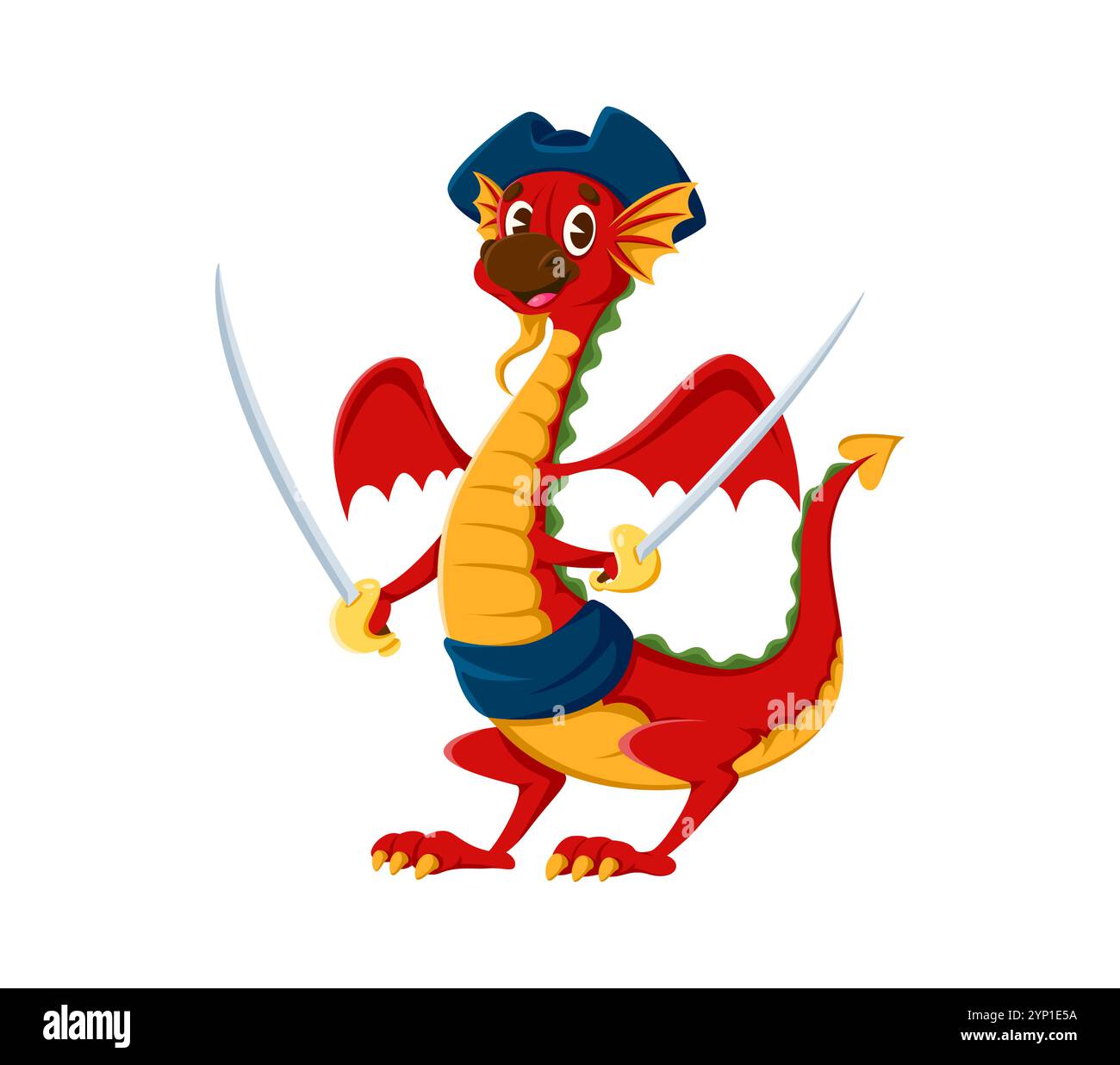 Cartoon dragon animal pirate and corsair character dressed in blue ...
