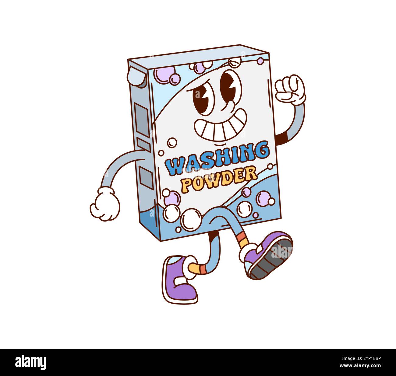 Groovy washing powder, cartoon box of laundry detergent, cleaning and ...
