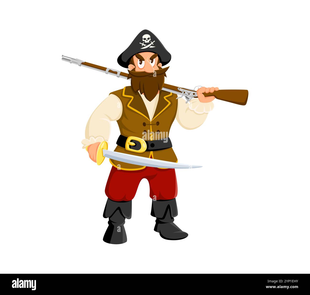 Cartoon pirate, privateer bandit cute character. Corsair bandit captain ...