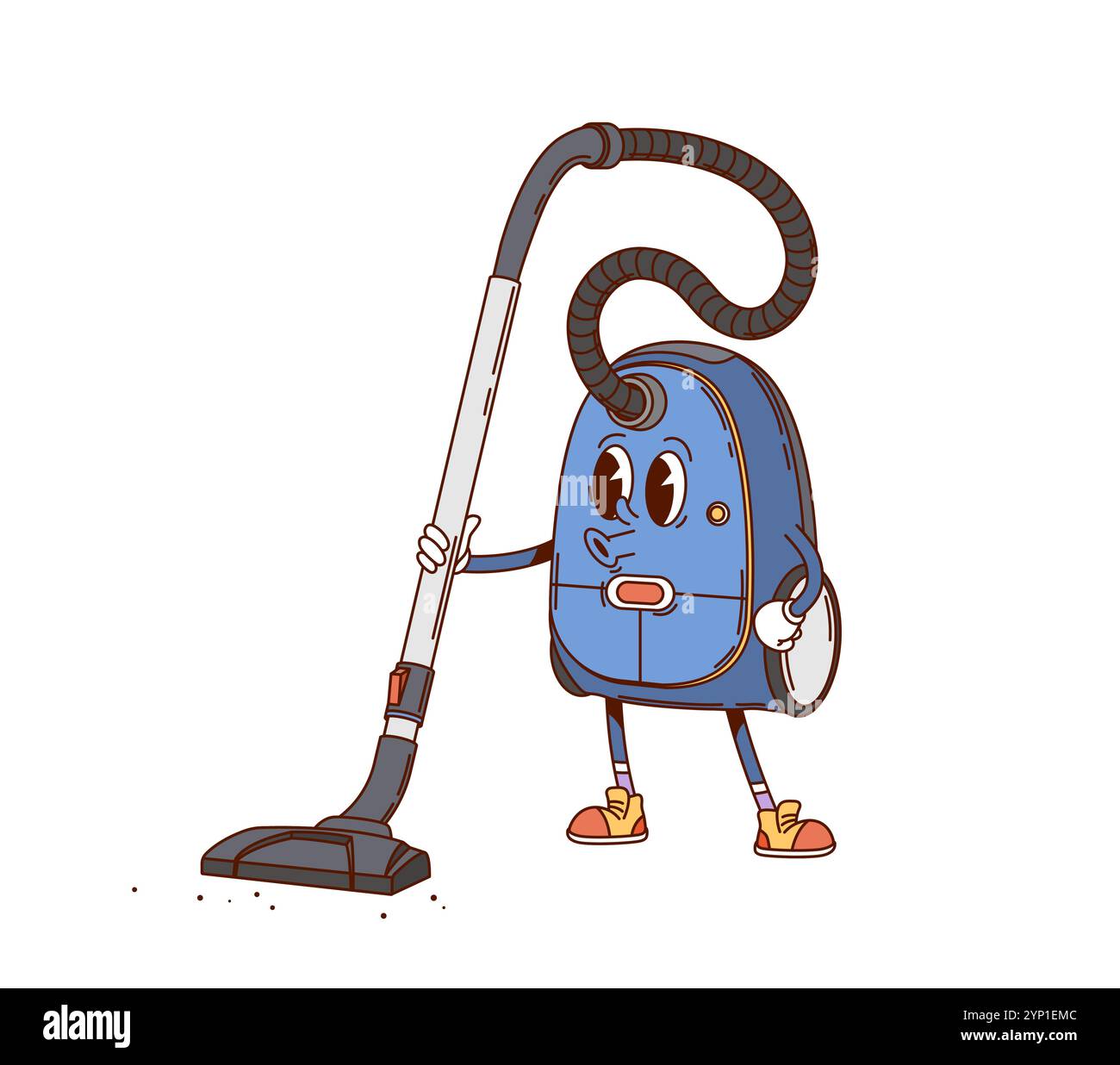 Groovy vacuum cleaner, cleaning and household appliance cartoon ...