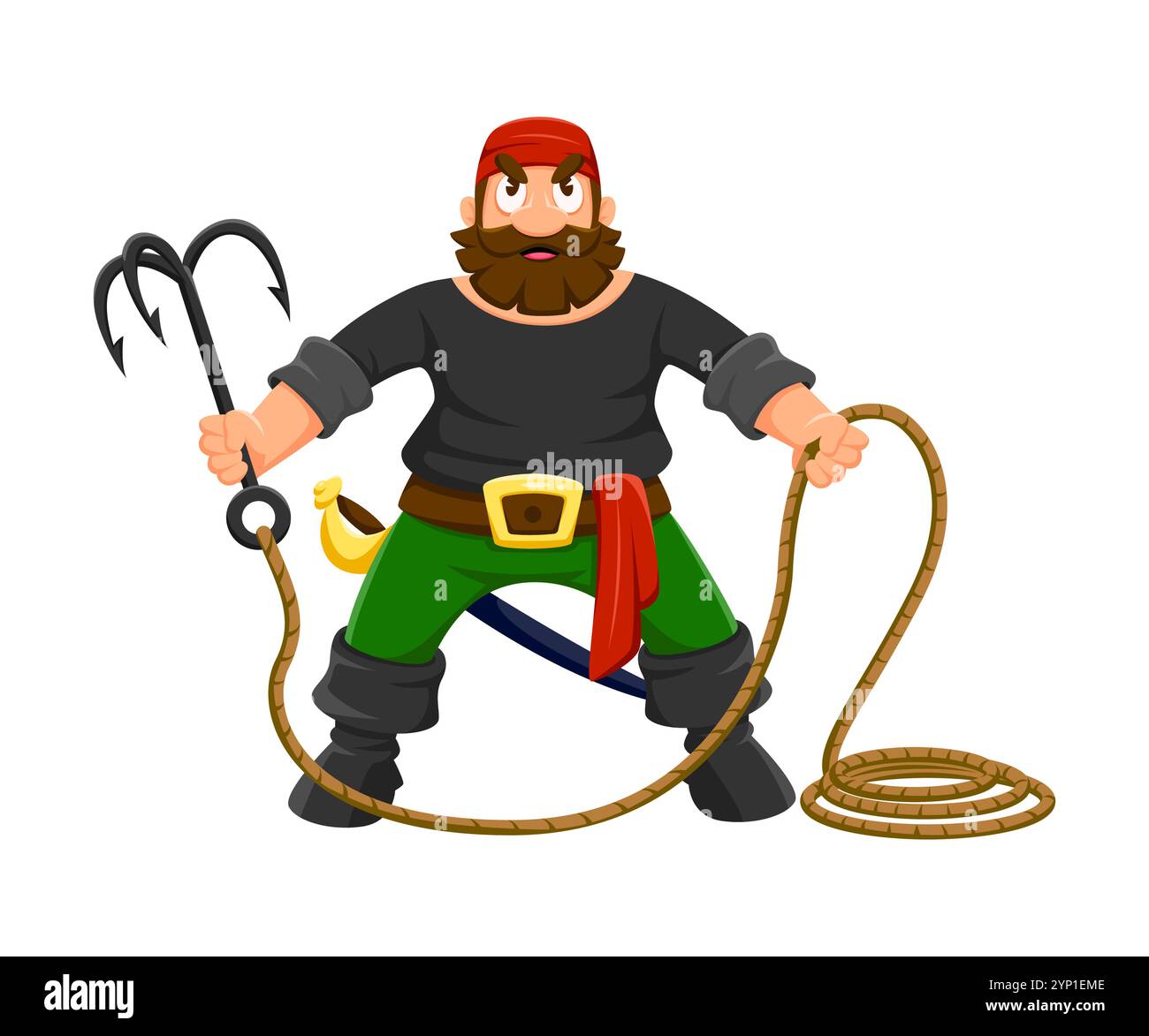 Cartoon pirate, corsair sailor funny character. Caribbean pirate sailor captain comical isolated ...